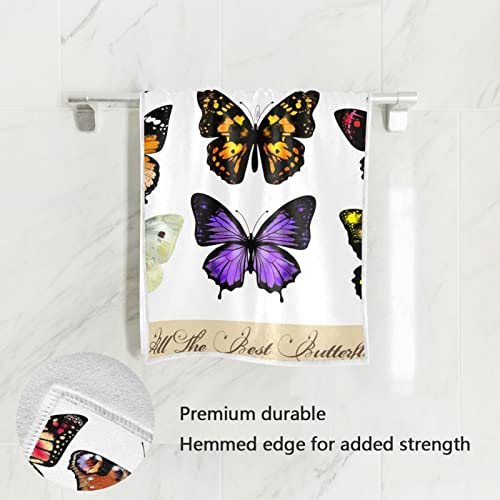 DOMIKING Coloured Butterflies Soft Hand Towels for Bathroom Decorative Guest Towels fingertip Towels for Hotel Spa Gym,16 x 30 inches