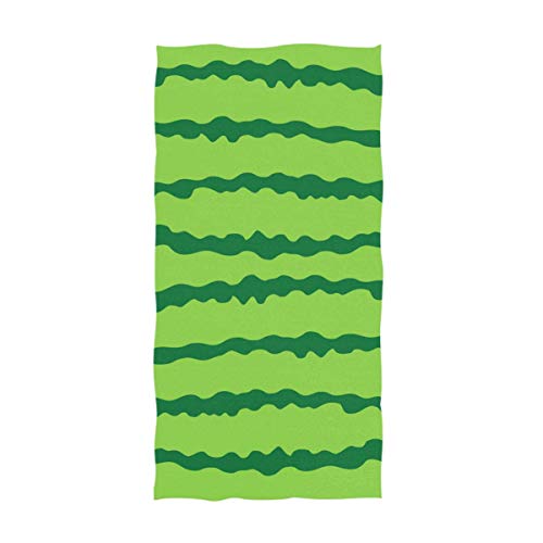 Naanle Fresh Green Watermelon Stripes Highly Absorbent Soft Large Decorative Guest Hand Towel for Bathroom, Hotel, Gym and Spa (16 x 30 Inches)