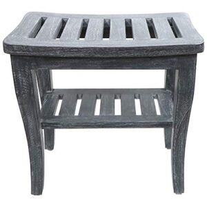 redmon since 1883 teak petite seat shower bench, weathered grey