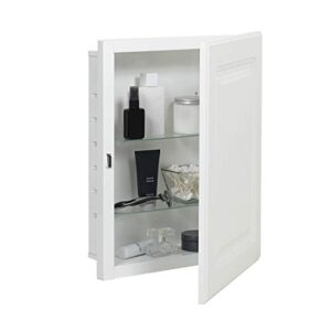 american pride recess-mount raised panel door medicine cabinet, 16" x 20", steel body, white