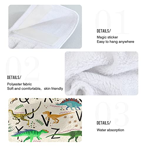 KOCOART Alphabet Dinosaurs Kid Kitchen Oven Towels Watercolor Hanging Hand Towel with Loop 2 Pieces Super Absorbent Dishcloth Fingertip Tea Bar Dish Towel for Bathroom Tabletop