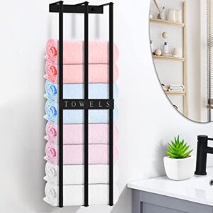 towel racks for bathroom, efobo 3 bar wall mounted towel holder, waterproof heavy duty towel storage, for folded large rolled towel washcloths, no drilling(30x8.6x4.8 in)