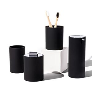 sleek matte black bathroom accessory set 4 pcs complete bathroom set modern bathroom decor bathroom organizer accesorios para baños toothbrush holder soap dispenser set home decor clearance