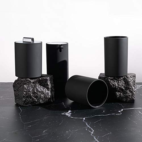 Sleek Matte Black Bathroom Accessory Set 4 Pcs Complete Bathroom Set Modern Bathroom Decor Bathroom Organizer Accesorios para baños Toothbrush Holder Soap Dispenser Set Home Decor Clearance