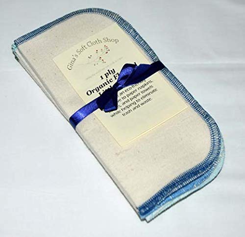 1 Ply Organic Flannel Baby Wipes 8x8 Inches Set of 10 Blues and Greens