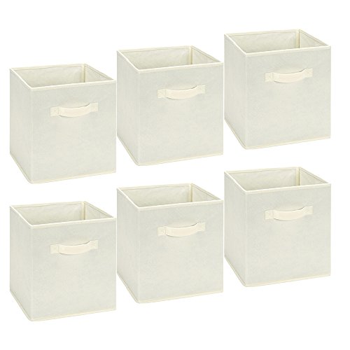 EPSKY Foldable Storage Cubes Storage Bins Foldable Cloth Container Baskets Cubes Box, Collapsible Shelf Closet Organizer Drawer, Good Helper for Home Decor and Outdoor Picnic 6 Pack -Beige