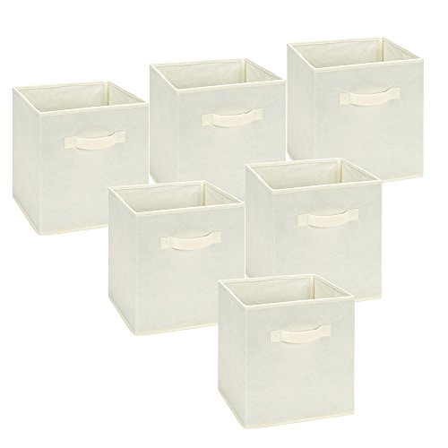 EPSKY Foldable Storage Cubes Storage Bins Foldable Cloth Container Baskets Cubes Box, Collapsible Shelf Closet Organizer Drawer, Good Helper for Home Decor and Outdoor Picnic 6 Pack -Beige