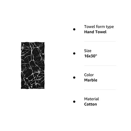 Naanle 3D Stylish Black Marble Print Soft Guest Hand Towels Multipurpose for Bathroom, Hotel, Gym and Spa (16" x 30")