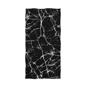 naanle 3d stylish black marble print soft guest hand towels multipurpose for bathroom, hotel, gym and spa (16" x 30")