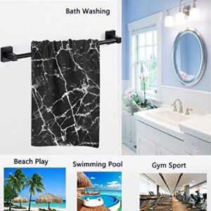 Naanle 3D Stylish Black Marble Print Soft Guest Hand Towels Multipurpose for Bathroom, Hotel, Gym and Spa (16" x 30")