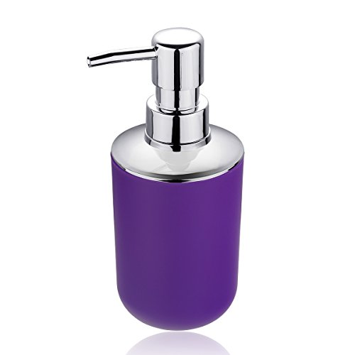 Bathroom Accessories Set 6 Piece - Trash Can, Toothbrush Holder, Toothbrush Cup, Soap Dispenser, Soap Dish, Toilet Brush Holder - Modern Bahtroom Decor Set (Purple)