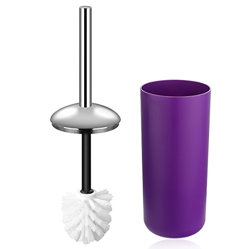 Bathroom Accessories Set 6 Piece - Trash Can, Toothbrush Holder, Toothbrush Cup, Soap Dispenser, Soap Dish, Toilet Brush Holder - Modern Bahtroom Decor Set (Purple)