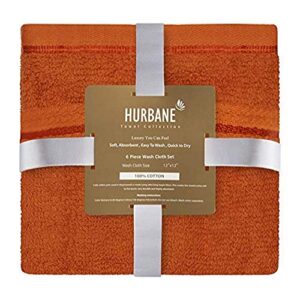 HURBANE HOME Hand Washcloth Sets - Super Soft Highly Absorbent Towel - 100% Cotton Lightweight Washcloths - Extra Durability and Soft Texture - 6-Pack (12" x 12") - Orange