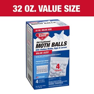 Enoz Old Fashioned Moth Balls, Kills Clothes Moths, Covered in Protective Wrap, Uses Active Ingredients, 32 oz