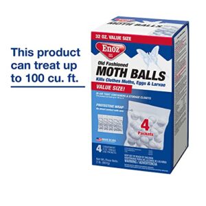 Enoz Old Fashioned Moth Balls, Kills Clothes Moths, Covered in Protective Wrap, Uses Active Ingredients, 32 oz