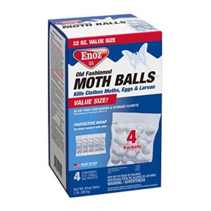 Enoz Old Fashioned Moth Balls, Kills Clothes Moths, Covered in Protective Wrap, Uses Active Ingredients, 32 oz