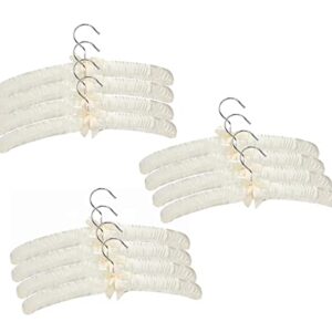 Buthneil 12 Pack Padded Hangers, Blouse Hangers Satin Padded Hangers for Women Clothes, Sweaters, Dresses, Clothing, Weddings, Ivory