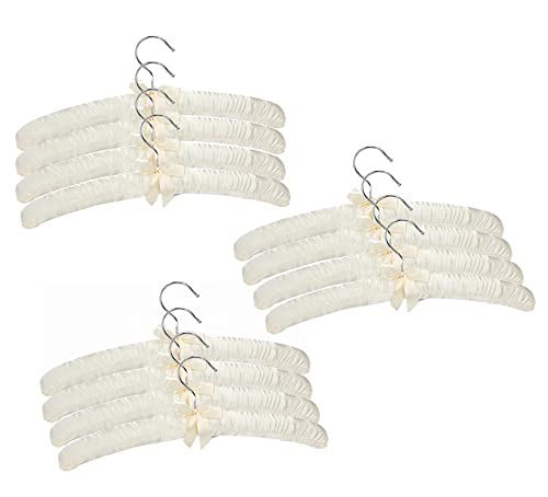 Buthneil 12 Pack Padded Hangers, Blouse Hangers Satin Padded Hangers for Women Clothes, Sweaters, Dresses, Clothing, Weddings, Ivory