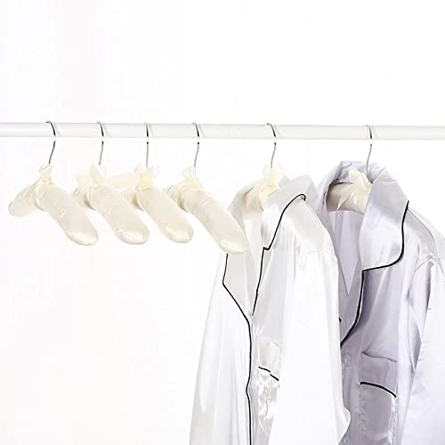 Buthneil 12 Pack Padded Hangers, Blouse Hangers Satin Padded Hangers for Women Clothes, Sweaters, Dresses, Clothing, Weddings, Ivory