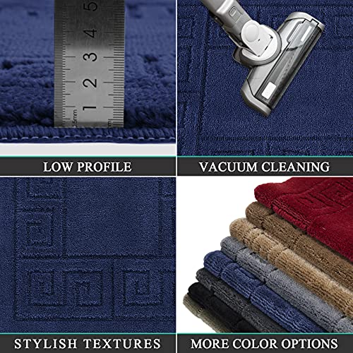 Pauwer Bathroom Rugs Sets 3 Piece with Toilet Cover, Bath Mats for Bathroom Non Slip, U-Shaped Contour Toilet Mat, Absorbent Bath Mat Set, Machine Washable Bath Rugs for Bathroom Floor, Navy