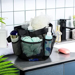 16 Pcs Mesh Shower Caddy with 8 Pockets Portable Large Shower Caddy Black Tote Bag for College Dorm Room Essentials Hanging Shower Caddy Bath Organizer Shower Bag for Bathroom Travel Gym Beach