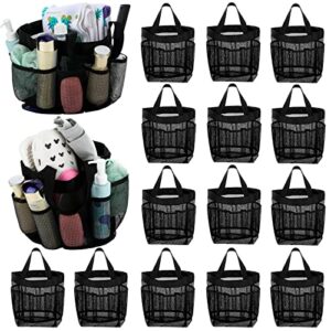 16 pcs mesh shower caddy with 8 pockets portable large shower caddy black tote bag for college dorm room essentials hanging shower caddy bath organizer shower bag for bathroom travel gym beach