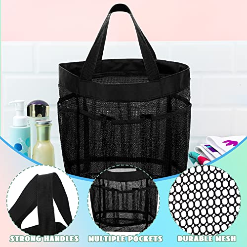 16 Pcs Mesh Shower Caddy with 8 Pockets Portable Large Shower Caddy Black Tote Bag for College Dorm Room Essentials Hanging Shower Caddy Bath Organizer Shower Bag for Bathroom Travel Gym Beach