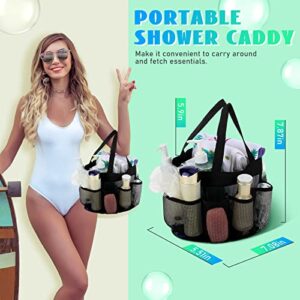 16 Pcs Mesh Shower Caddy with 8 Pockets Portable Large Shower Caddy Black Tote Bag for College Dorm Room Essentials Hanging Shower Caddy Bath Organizer Shower Bag for Bathroom Travel Gym Beach