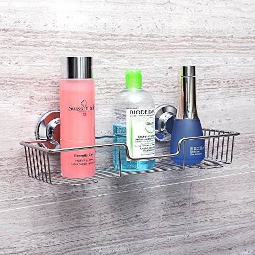 ARCCI Powerful Suction Cup Shower Caddy, Bath Shelf Storage Combo Organizer Basket for Bathroom & Kitchen, Rustproof Stainless Steel