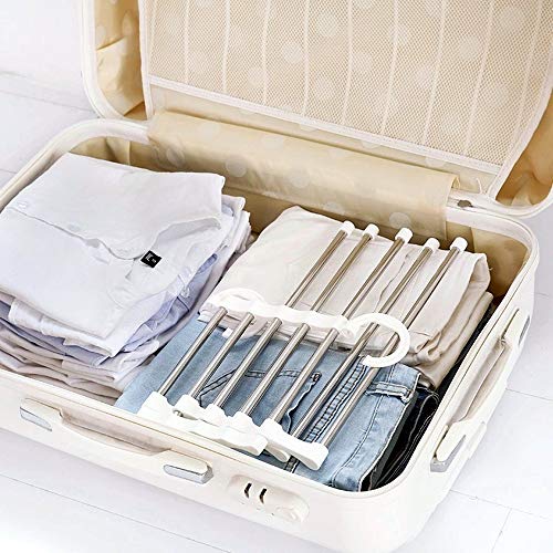 HEEYO Space-Saving Five-in-one Pants Rack Non-Slip Pants Storage Bag for Pants, Jeans, Scarves, Clothing (White)