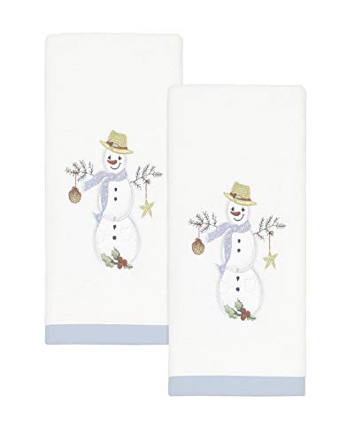 Avanti Linens Coastal Snowman Collection, 2 pk Fingertip Set, White