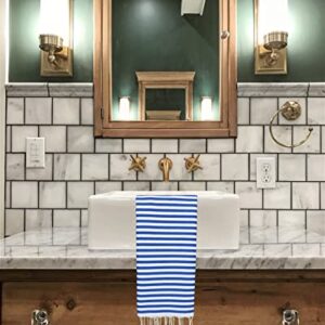 Lykialinens Turkish Hand Towel Set of 2 - Decorative Hand Towels for Bathroom and Kitchen - 100% Cotton 17x40 Inches - Great for Bath and Farmhouse Boho Style Housewarming Decor Gifts (Royal Blue)