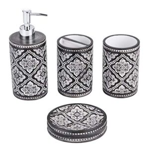 kralix bathroom set 4 pieces, bathroom accessory set includes toothbrush holder, rinse cup, soap dish, hand sanitizer bottle, bathroom accessories set (brown) (brown)