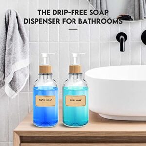 MIERTING Bathroom Accessories Set 5 Pcs, Bamboo Bathroom Accessory Sets Complete, Soap Dispenser and Toothbrush Holder Set, Qtip & Cotton Ball Holder, Boho Bathroom Decor, Housewarming Gift