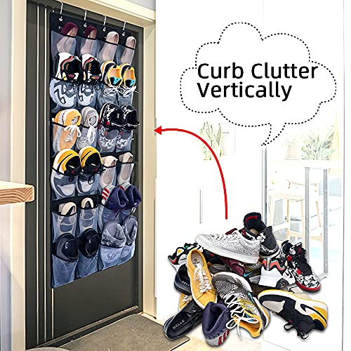 CiLai Over The Door Shoe Organizer 24 Large Mesh Pockets Hanging Shoe Hanger Holder for Closet(Black)