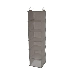 household essentials 6 shelf hanging closet organizer, light grey