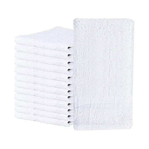 Pearl Linens Economy Cotton Washcloth Bulk Pack- Use as Gym Towels, Hand Towels, Pet Towels, Kitchen Towels, Dishcloth Sets, Pack of 12, Soft, Highly Absorbent, 400 GSM, 12 x 12 Inches