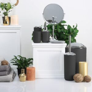 Moss & Stone 6 pcs Bathroom Accessories Set, Bathroom Decor Sets Includes Soap Dispenser, Toothbrush Holder, Toothbrush Cup, Soap Dish, A Complete Bathroom Accessories Black Set