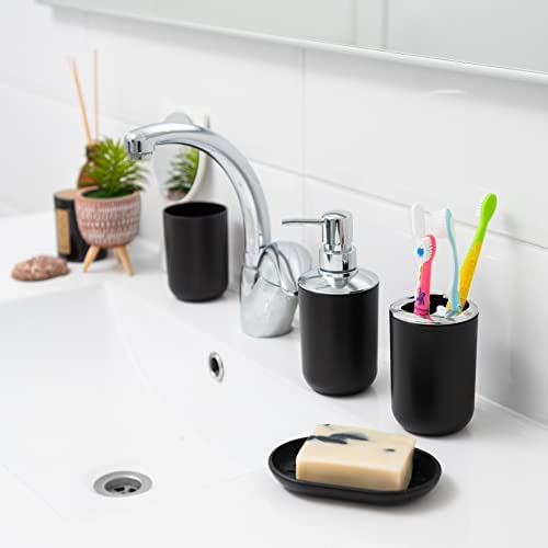 Moss & Stone 6 pcs Bathroom Accessories Set, Bathroom Decor Sets Includes Soap Dispenser, Toothbrush Holder, Toothbrush Cup, Soap Dish, A Complete Bathroom Accessories Black Set