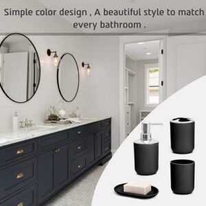 Moss & Stone 6 pcs Bathroom Accessories Set, Bathroom Decor Sets Includes Soap Dispenser, Toothbrush Holder, Toothbrush Cup, Soap Dish, A Complete Bathroom Accessories Black Set