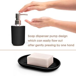 Moss & Stone 6 pcs Bathroom Accessories Set, Bathroom Decor Sets Includes Soap Dispenser, Toothbrush Holder, Toothbrush Cup, Soap Dish, A Complete Bathroom Accessories Black Set