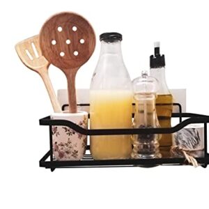 RIGEL STAR Shower Caddy with Soap Dish + 4Hooks, Adhesive Organizer, No Drilling Shelf, Rustproof Stainless Steel Rack With Soap Dish for Bathroom and Kitchen Storage, Matte Black