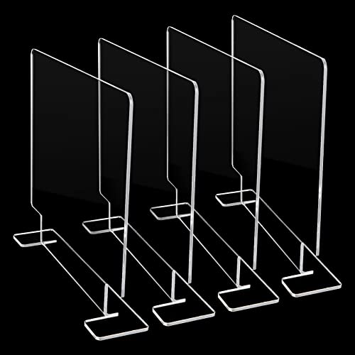 Arcux7 Shelf Dividers for Closet Organization 12 Inch Acrylic Shelf Dividers with Traceless Tape, Vertical Closet Separators for Clothes Clear Closet Dividers for Wood Shelves Cabinets (4Pack)