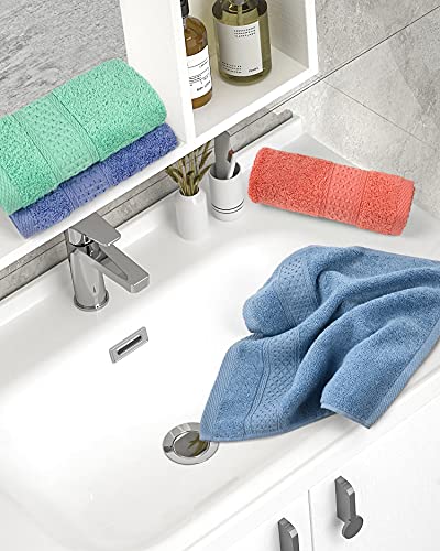 Cleanbear Hand Towels and Washcloths Set Bathroom Towels Set 6 Colors for Different Needs