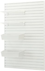 flow wall fws-4812-6wb16 add-on storage shelf organizer and jumbo hard bin combo, white