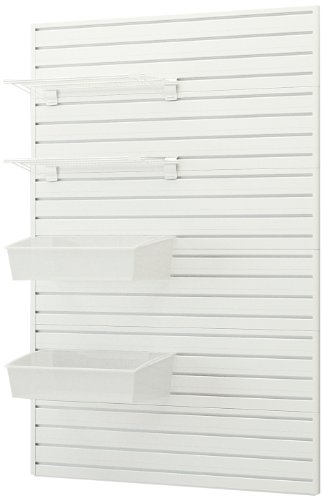 Flow Wall FWS-4812-6WB16 Add-On Storage Shelf Organizer and Jumbo Hard Bin Combo, White