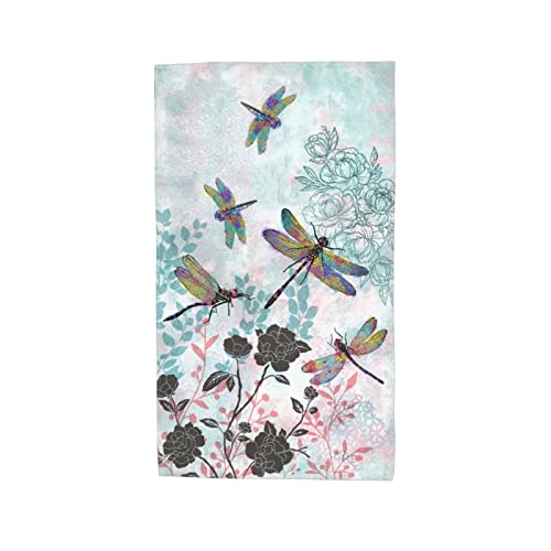 Dragonfly Microfiber Towel Set Includes 2 Hand Towels 27.5"" L x 15.7"" W Soft Absorbent Portable Towels Multipurpose for Bathroom, Hotel, Gym and Spa