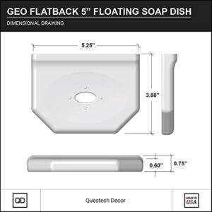 Questech Décor 5 Inch Floating Shower Shelf Soap Dish, Wall Mounted Retrofit For Tiled Shower Walls, Bathroom Caddy Storage Organizer, 5 Inch Geo Flatback Design, Graphite Black