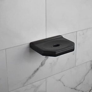 Questech Décor 5 Inch Floating Shower Shelf Soap Dish, Wall Mounted Retrofit For Tiled Shower Walls, Bathroom Caddy Storage Organizer, 5 Inch Geo Flatback Design, Graphite Black