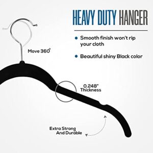 Utopia Home Premium Velvet Shirt Hangers - Non Slip Velvet Hangers - Durable and Slim - 360°-rotatable Hook -Hangers for Shirts,Blouses & Tops (Black,50)